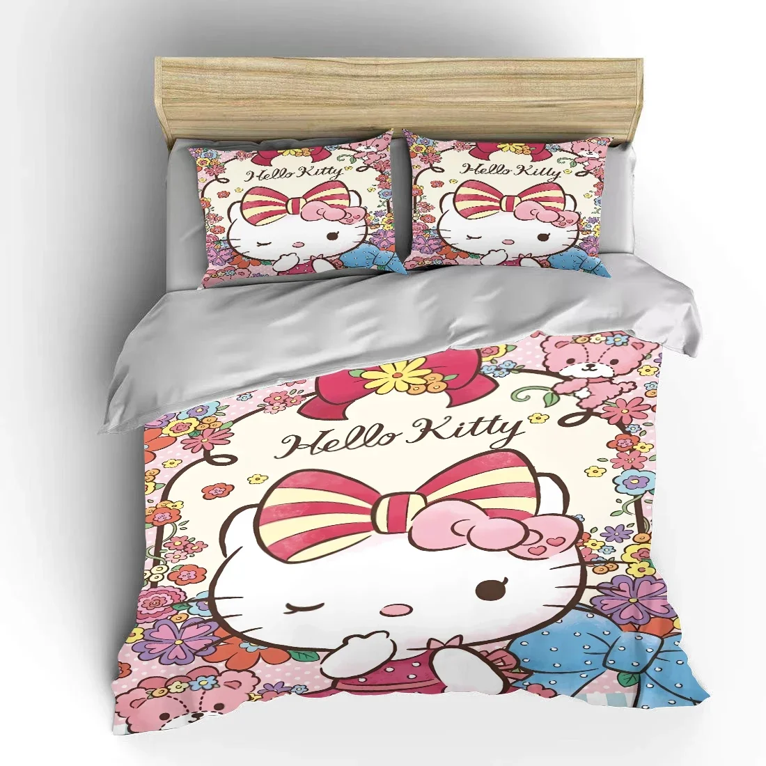 Hello-Kitty-Cat-Bedding-Set-Sanrio-Children-Fashion-3-Pieces-Set-King ...