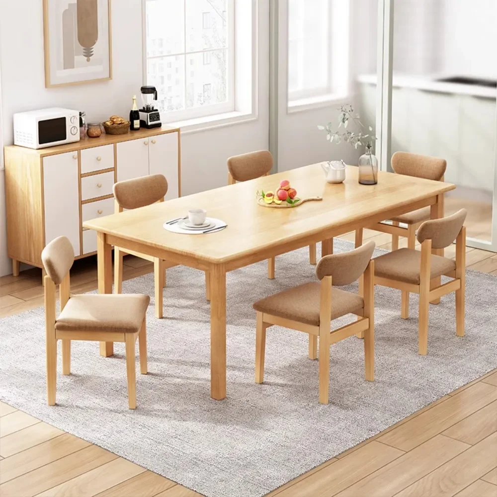 Wooden-Study-Dining-Table-Restaurant-Modern-Set-6-Chairs-Legs-75cm ...