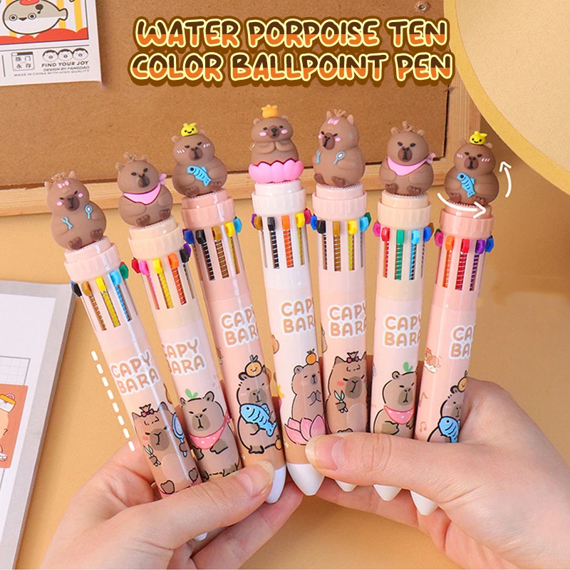 Cartoon Capybara Ten Color Ball Pen Ballpoint Pen Multicolored Pens ...
