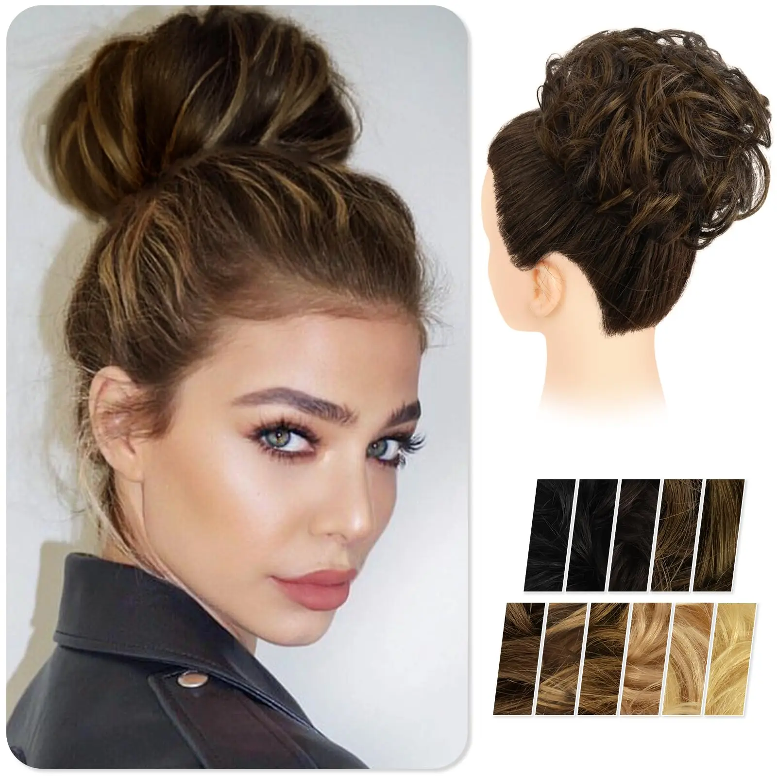 Extens-o-de-cabelo-bagun-ado-para-mulheres-p-o-bagun-ado-chignon-sint ...