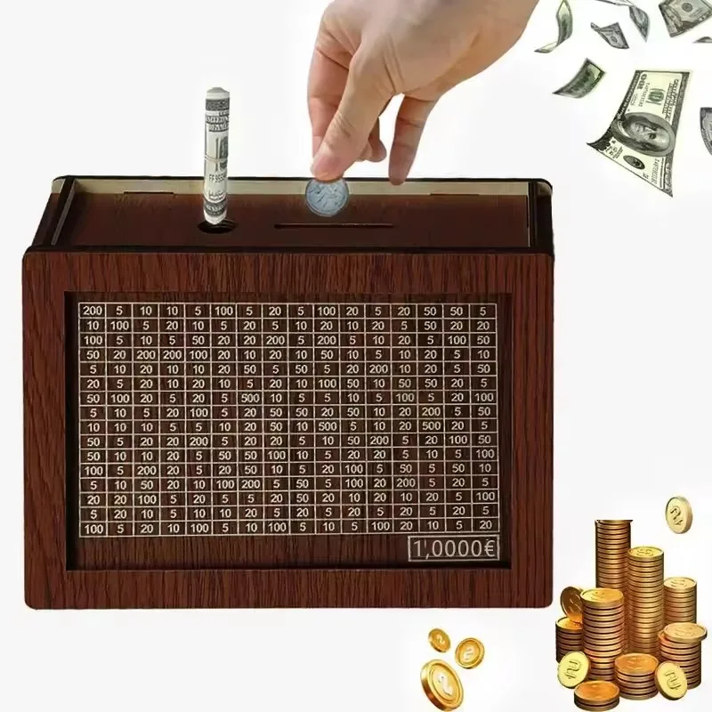 1000 2000 3000 5000 10000 Euro Money Box Wooden Piggy Bank Money Vault ...