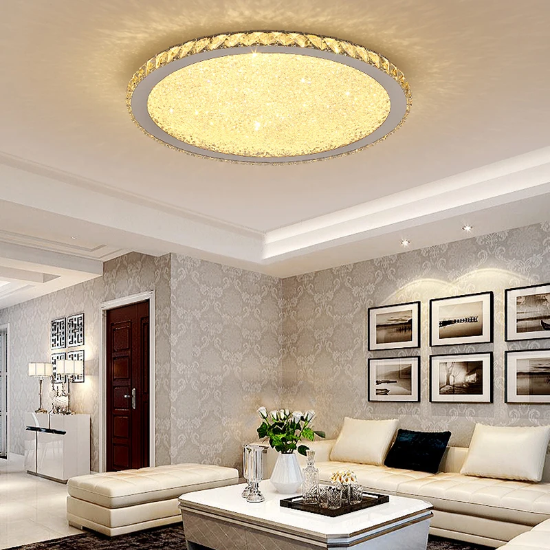 Remote Dimming Crystal Modern LED Ceiling Lights For Living Bed room ...