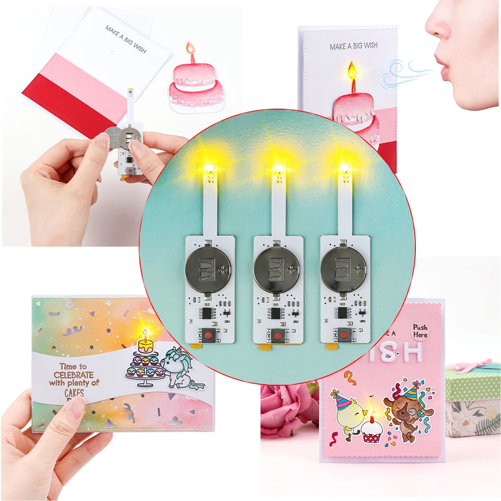 3-12pcs Blow-Out LED Candle Light for Light-Up Birthday Card,Creative ...