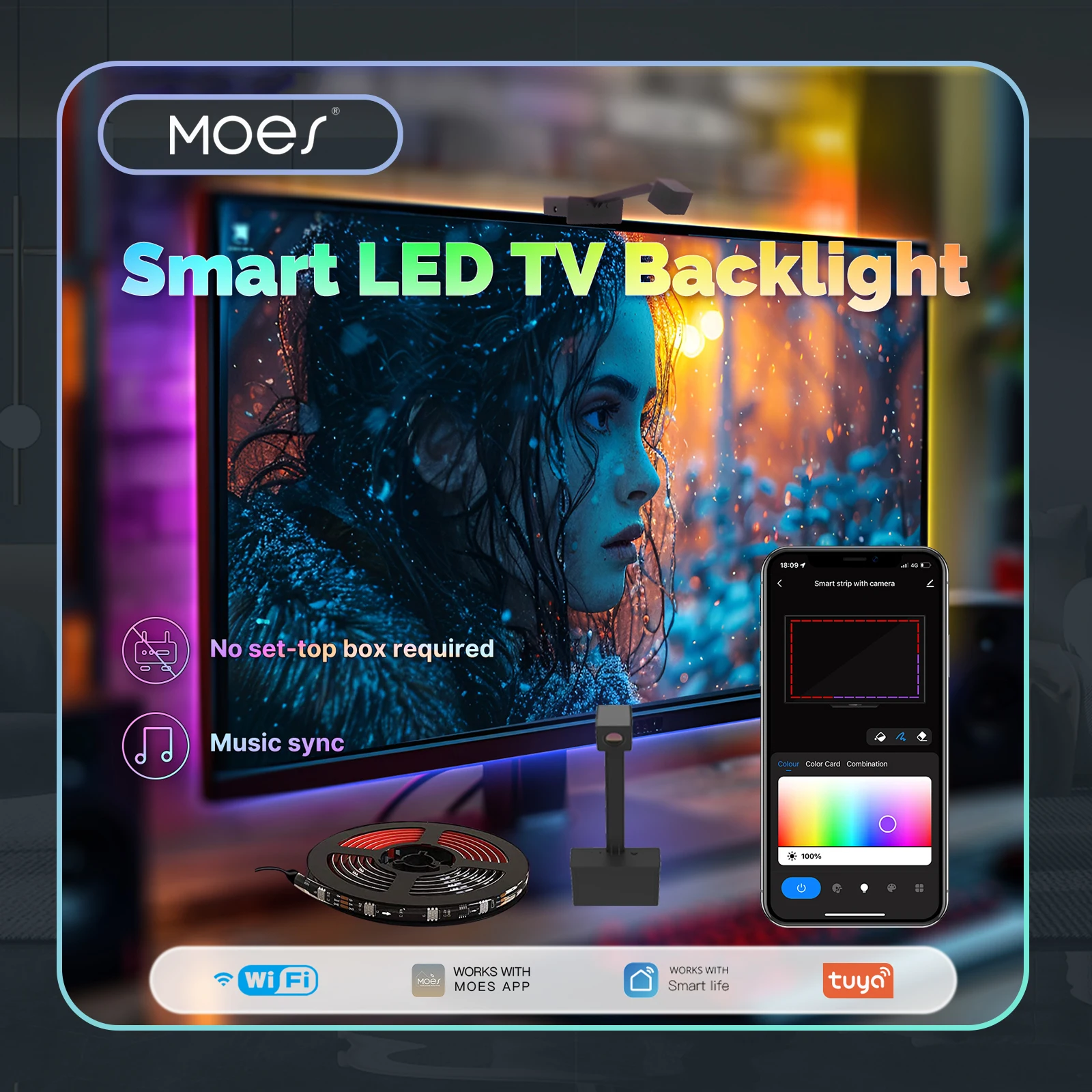 MOES-Smart-WiFi-Ambient-TV-Backlight-No-Set-Top-Box-Required-Music-Sync ...