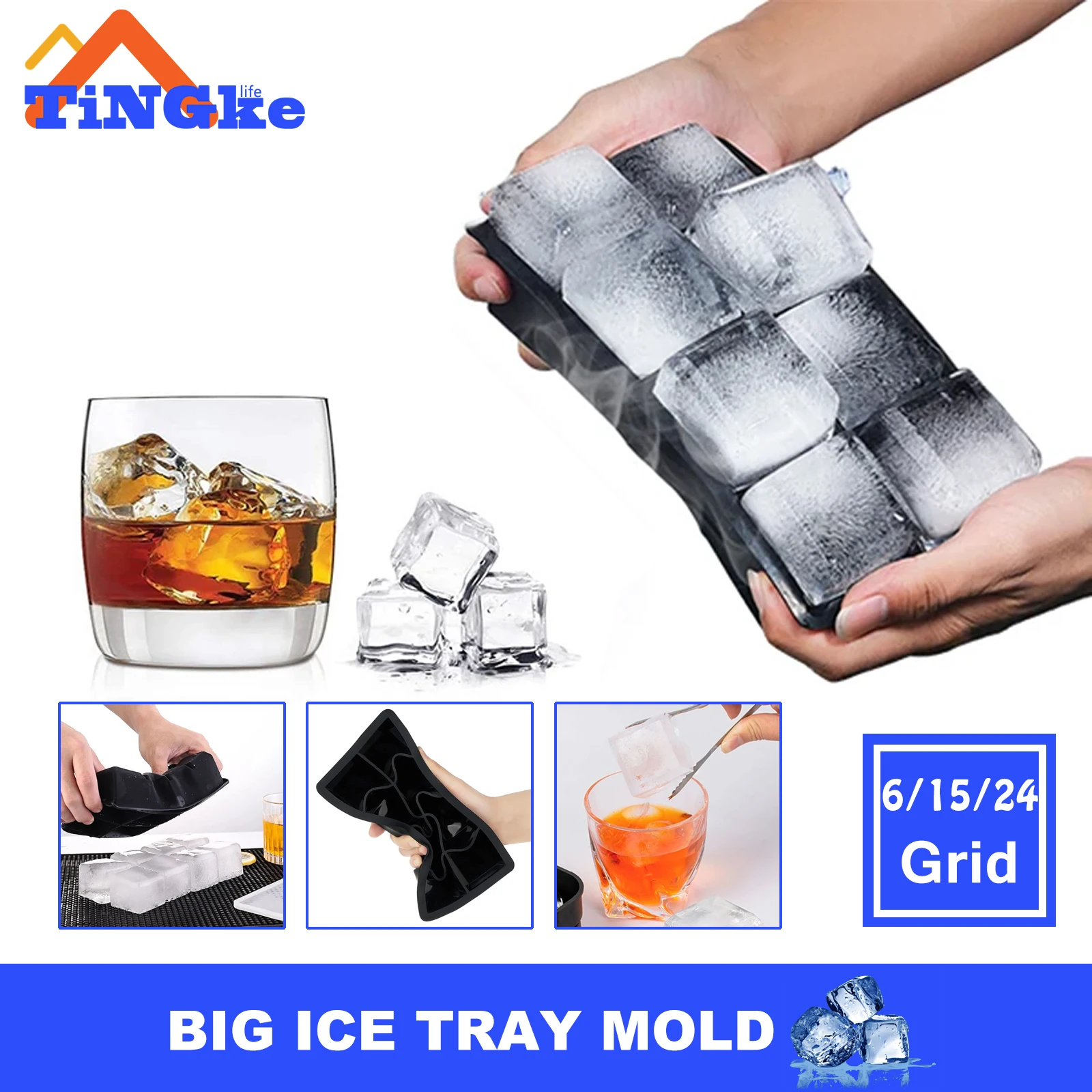 Big-Ice-Cube-Mold-Box-Food-Grade-Silicone-Ice-Cube-Square-Tray-Mold-Ice ...
