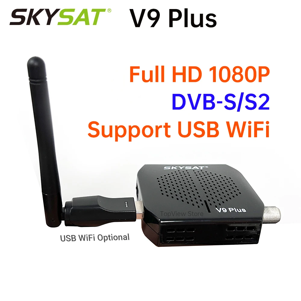 SKYSAT-V9 Plus Receptor de Satélite Digital HD, DVB-S, S2, Suporte CS, USB, WiFi, 3G Opcional ...