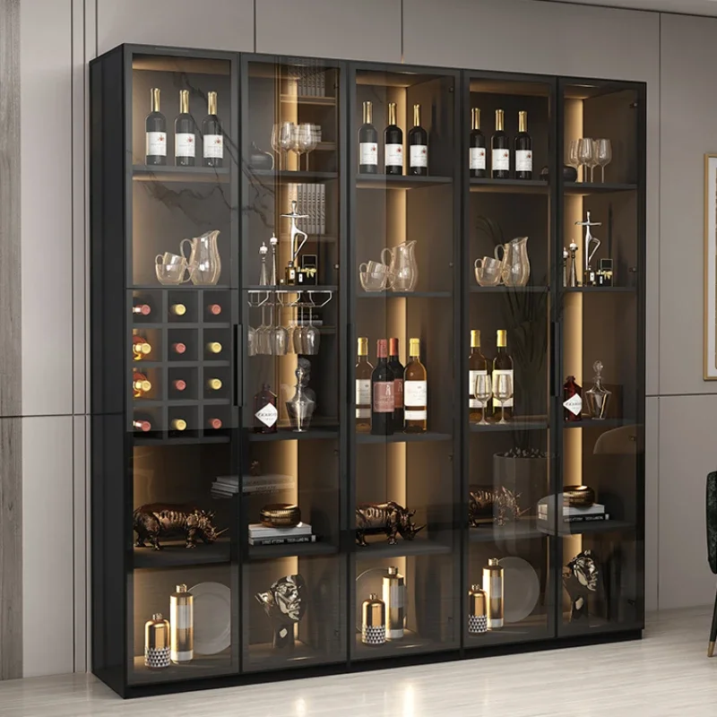 Oak-Rest-Wine-Cabinet-Luxury-Rack-Mobile-Bar-Alcohol-Coffee-Shelf-Wine ...