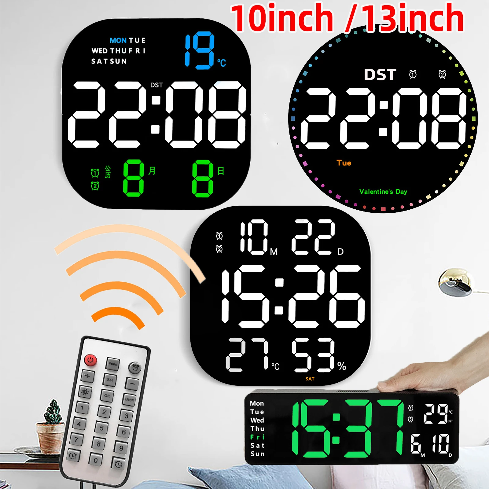 LED-Digital-Countdown-Wall-Clock-Large-Screen-Temperature-Date-Day ...