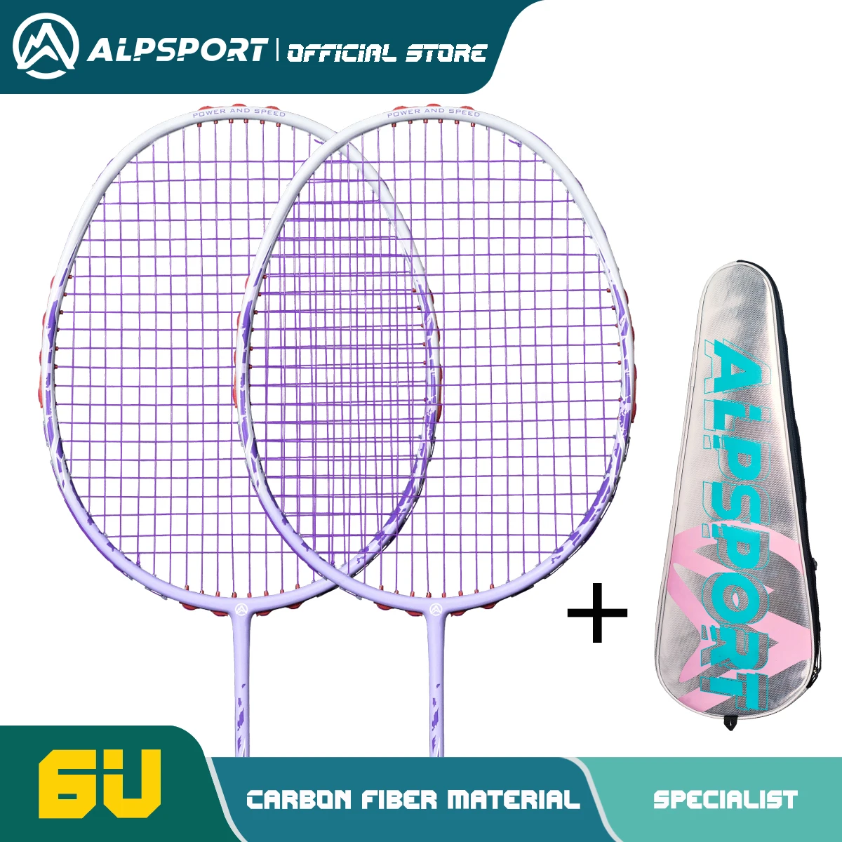 Alpsport-SD-2-pcs-lot-6U-Carbon-Fiber-Badminton-Racket-max-28lbs-with ...