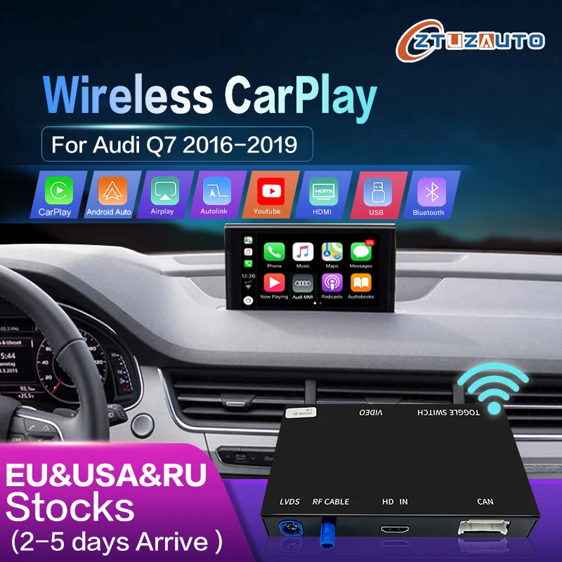 Wireless Apple CarPlay Android Auto Interface for Audi Q7 2016 2019, with Mirror Link AirPlay ...