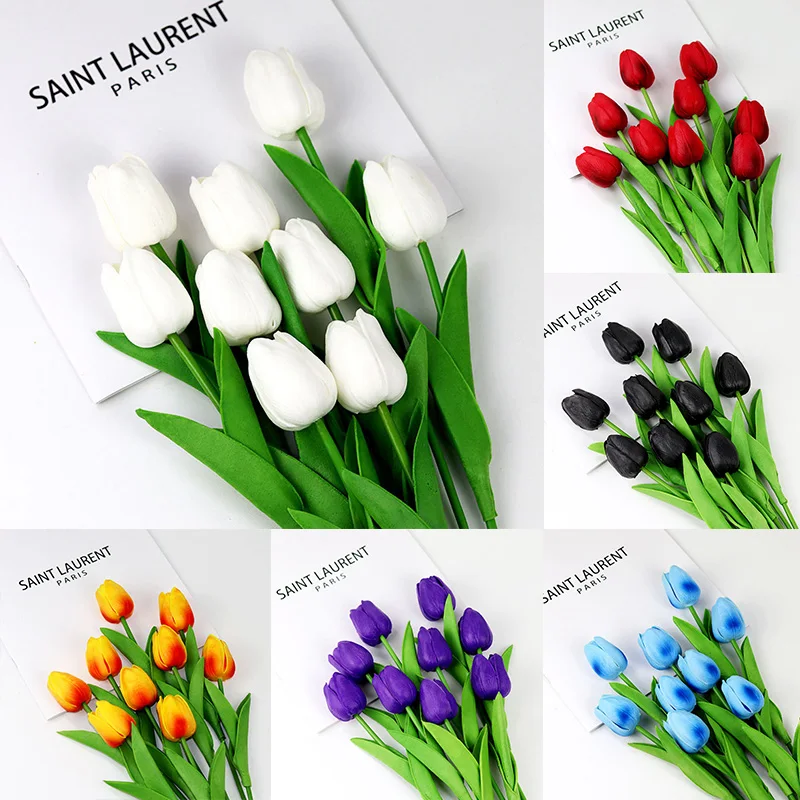 3-6Pcs-34cm-High-Quality-Artificial-Tulips-Flowers-Tulip-Bouquet-PE ...