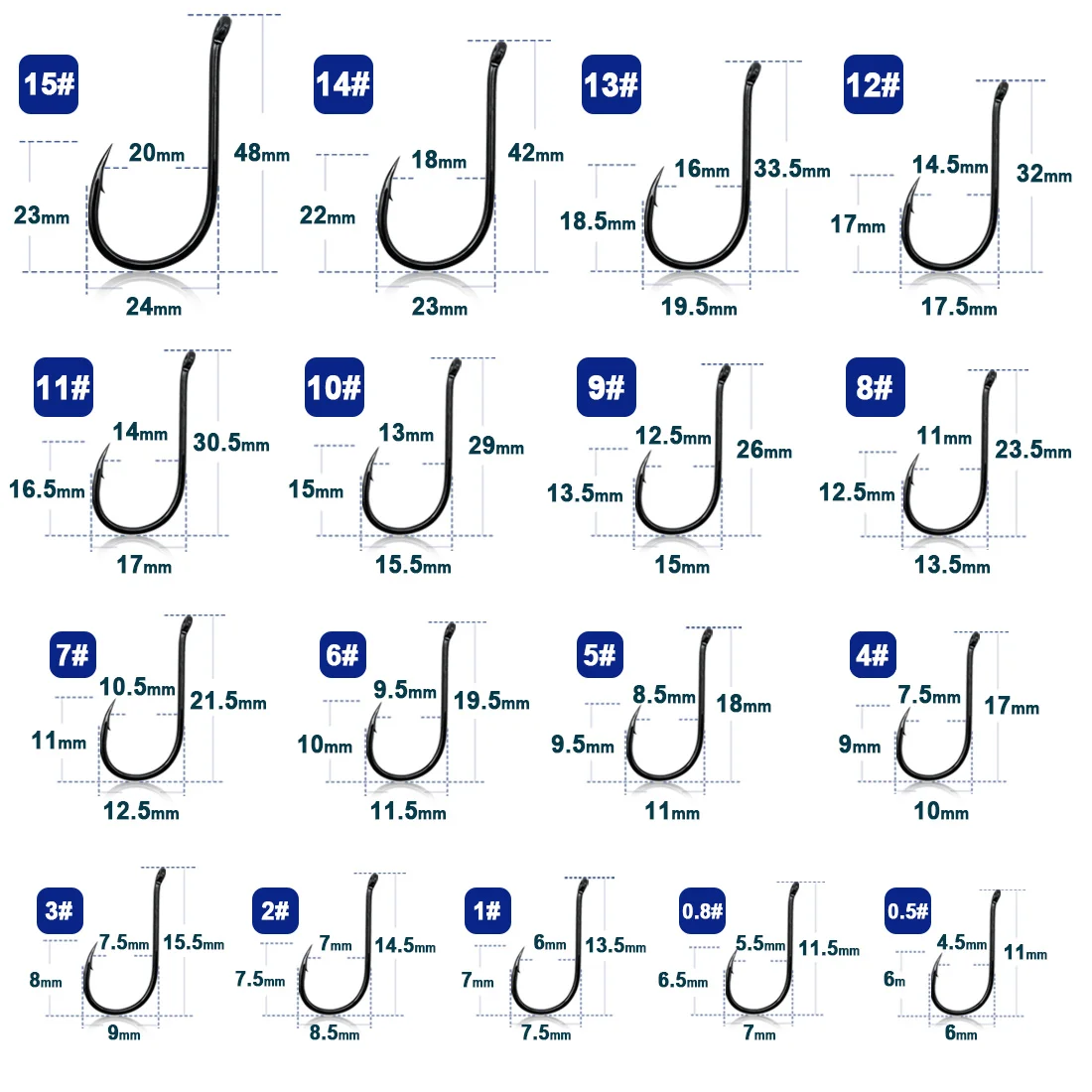 50-100 pcs High Carbon Steel Octopus Hooks - Barbed - Easy Fishing Tackle