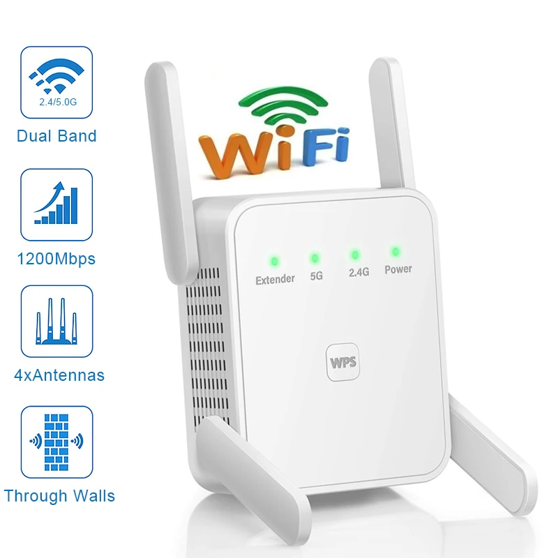 Wifi repeater5g 2.4g de longo alcance 1200mbps wi fi extensor roteador ...