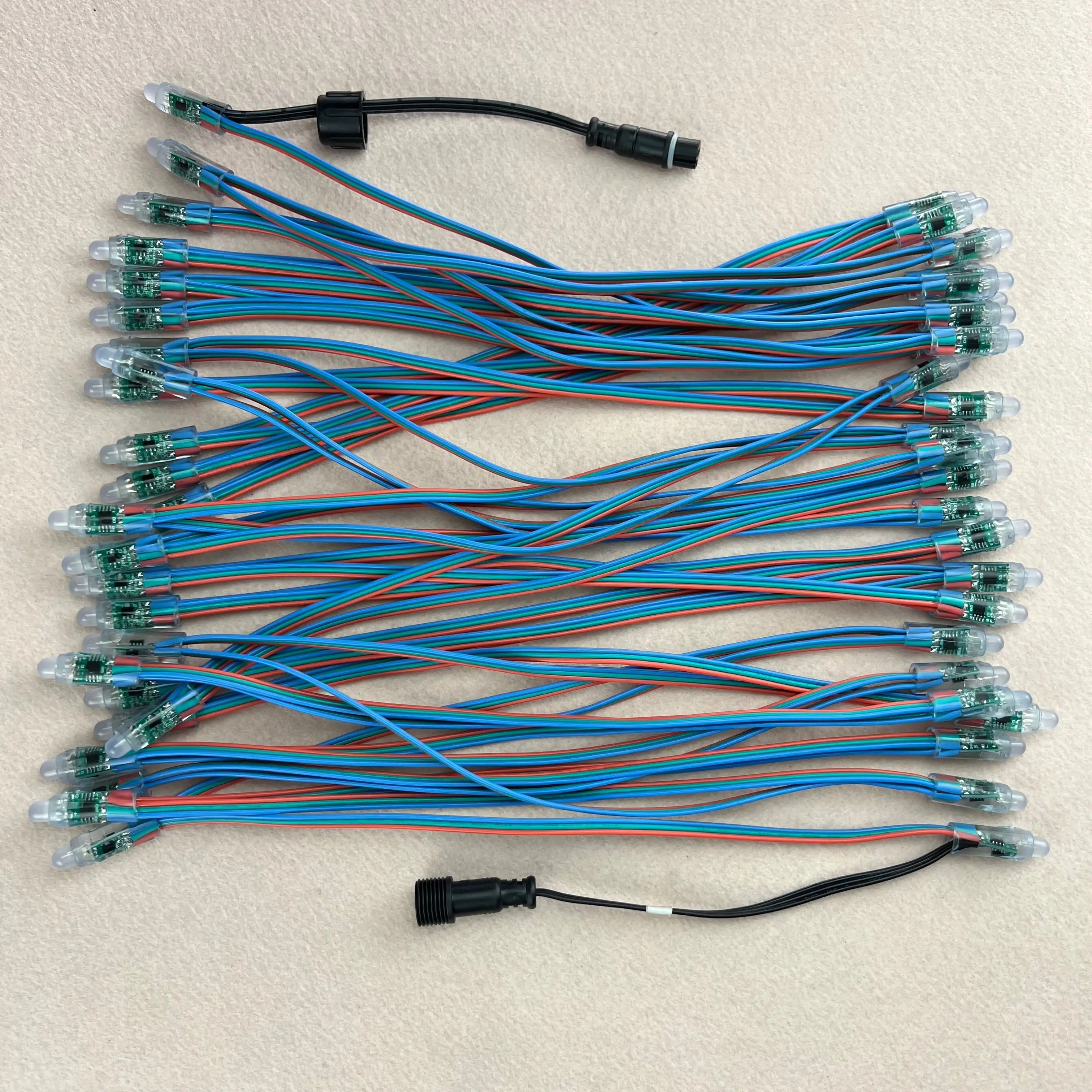 100pcs/set Bullet Regulated 30cm(12 Inches) Spacing Dc12v Addressable 12mm Ws2811 Rgb Led Pixel ...