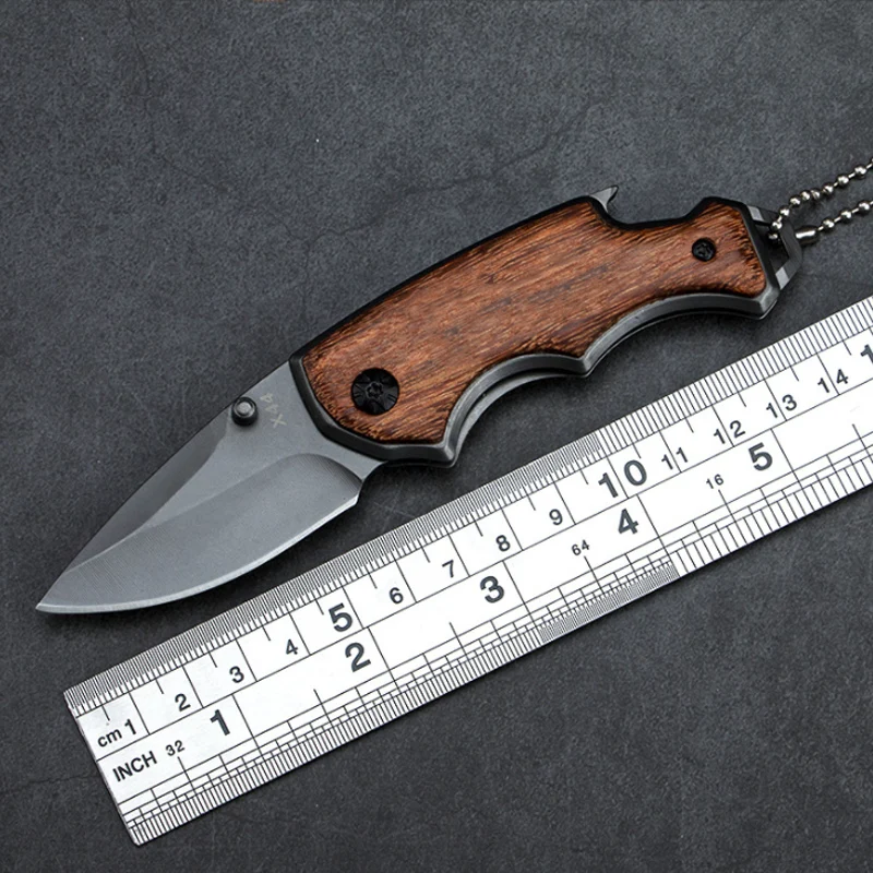57HRC-mini-Knives-Folding-Tactical-Knife-Steel-Wood-Combat-Portable ...