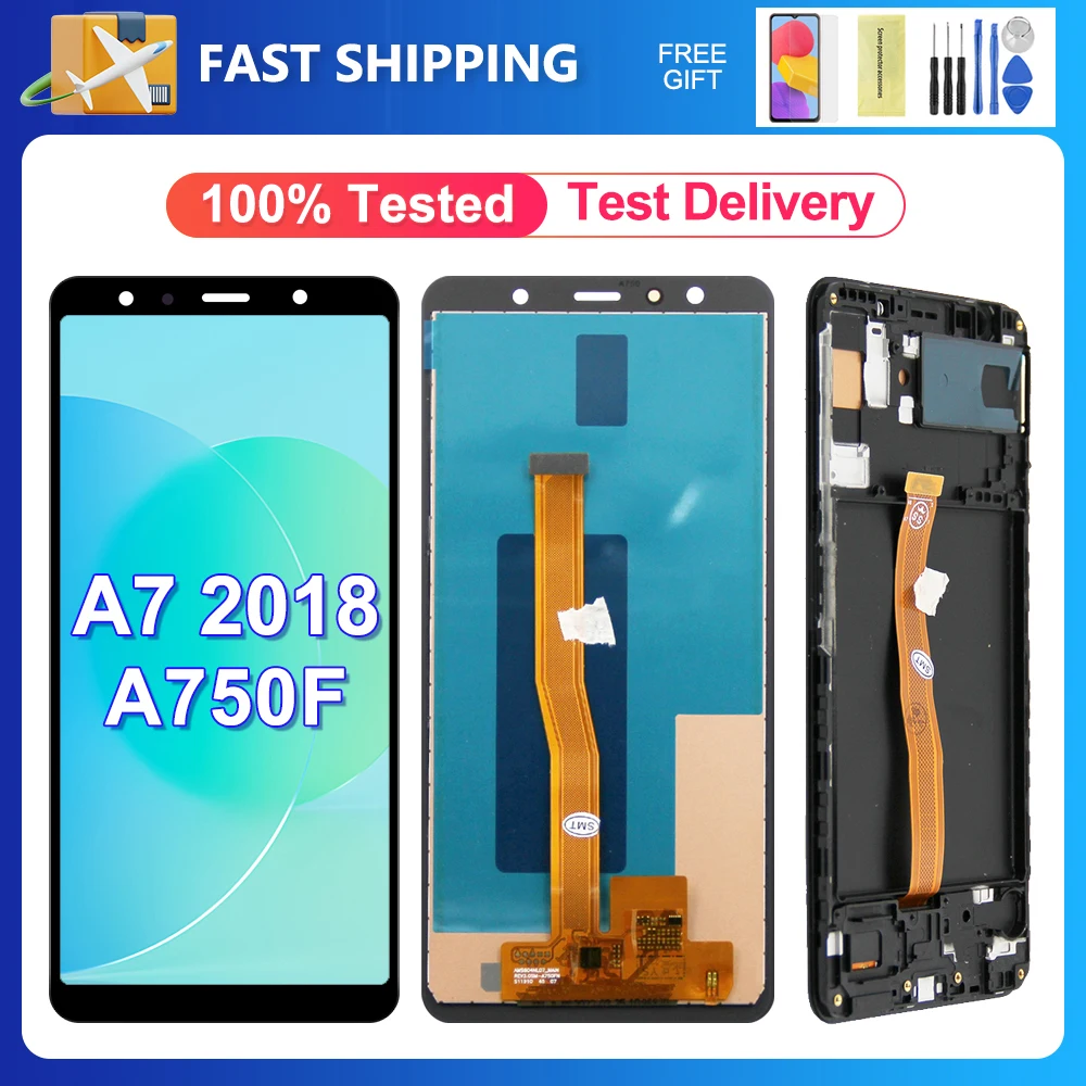 100% Teste Para Samsung Galaxy A7 2018 Display LCD Touch Screen ...