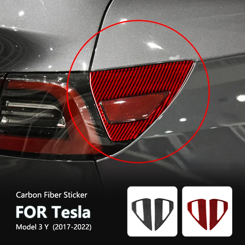 2Pcs-Car-Charging-Port-Panel-Carbon-Fiber-Trim-Stickers-For-Tesla-Model ...