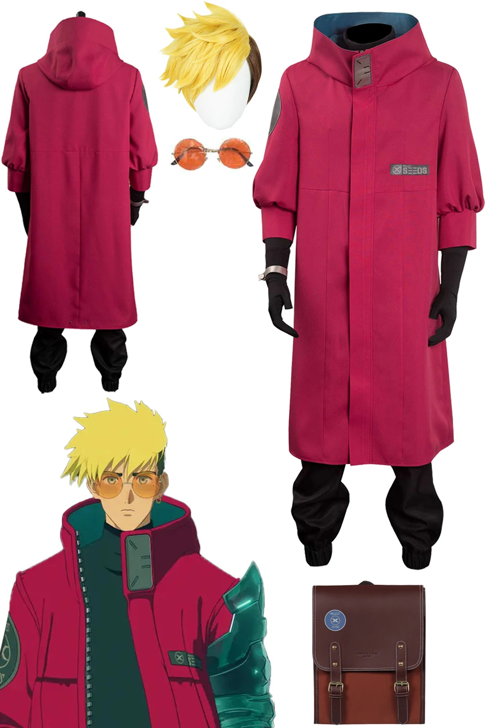 Anime Trigun Vash The Stampede Cosplay Men Costume Roleplay Fantasia ...
