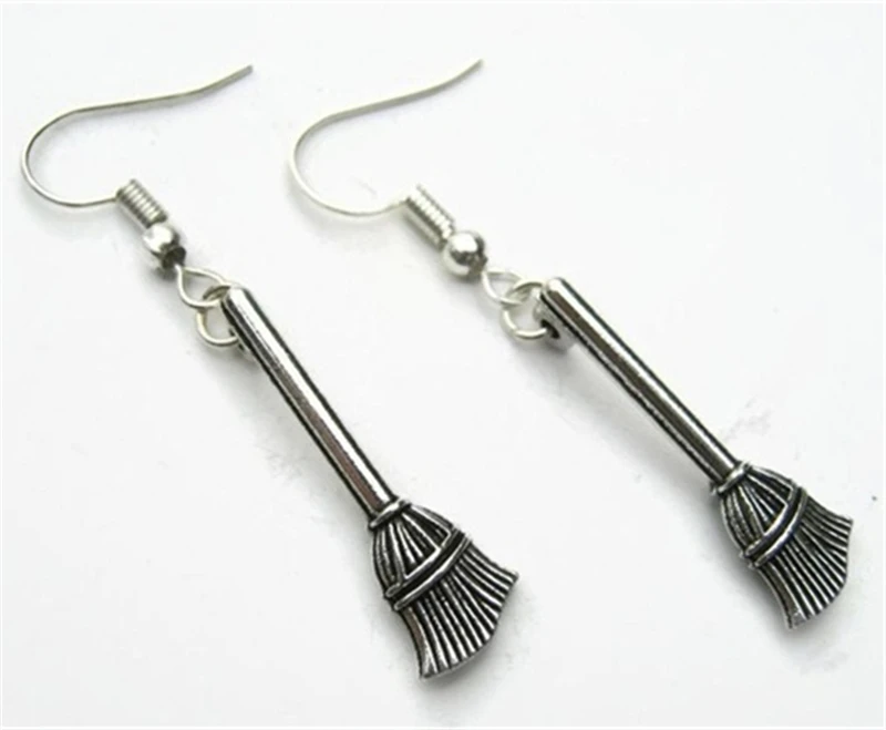 Broom-Earrings-Broomstick-Earrings-Antiqued-Silver-Color-Earrings-Witch ...