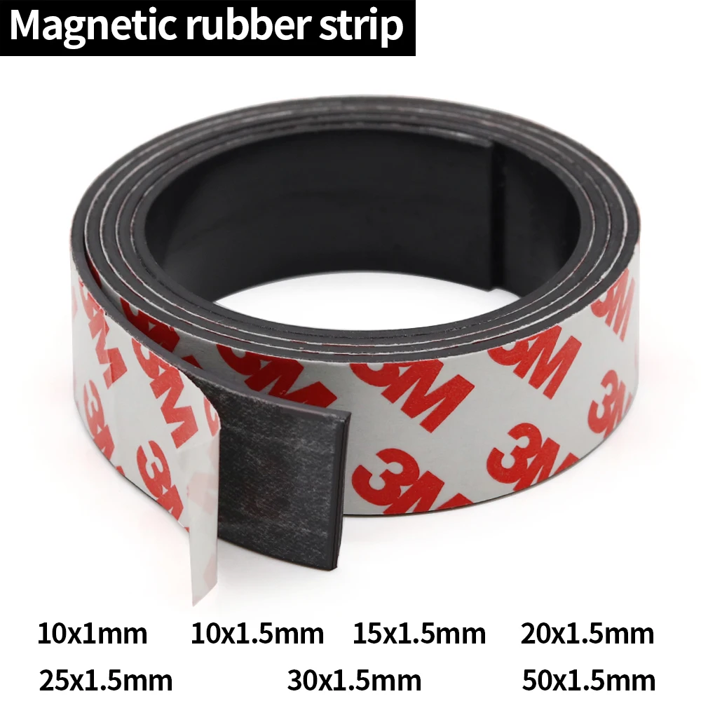 10/15/20/25/30/40/50x1,5mm Auto Adesiva Fita Magnética de Borracha Ímã Forte Fita Flexível ...