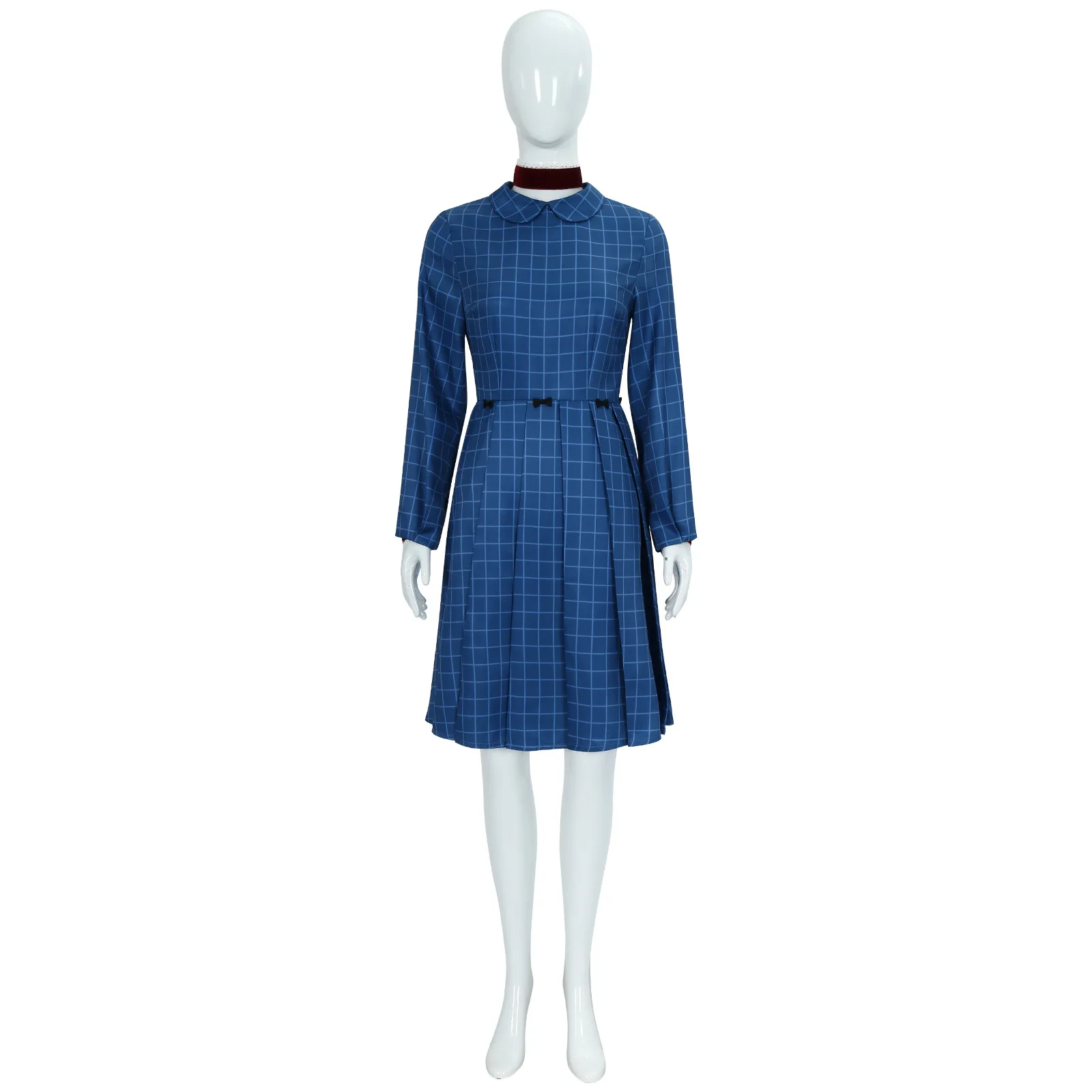 Orphan Esther Cosplay Costume Esther Long Sleeved Blue Plaid Dress ...