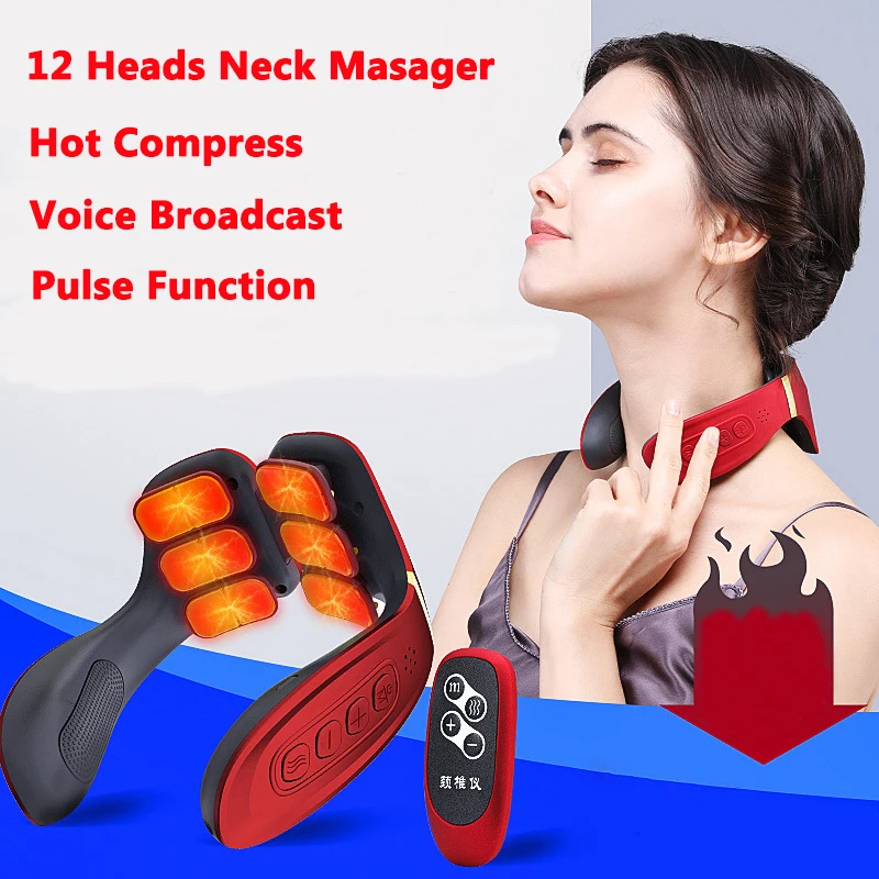Usb Recharge Neck Massager Electric Hot Compress Pulse Neck Shoulder ...