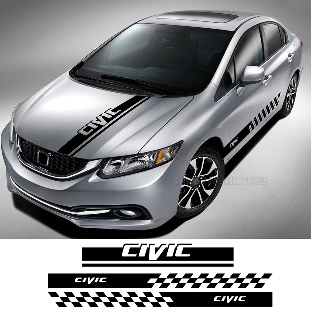 For-Honda-Civic-TypeR-Hatchback-Sedan-Car-Door-Side-Skirt-Sticker-Auto ...