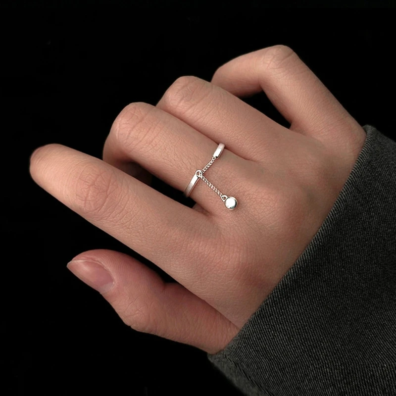Minimalist-Open-Rings-Simple-Adjustable-Rings-Tassel-Chain-Promise-Ring ...