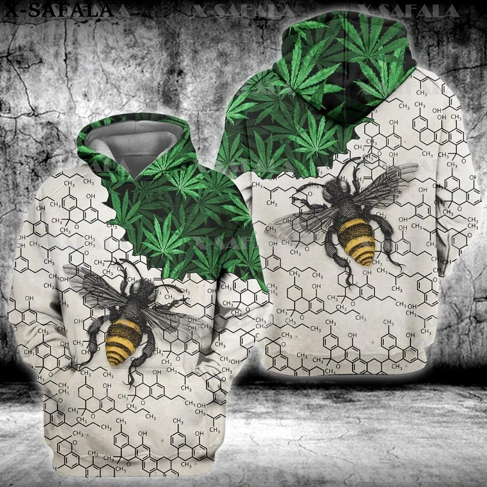 Smoker Happy Bee Love Weed Leaf 3d Print Zipper Hoodie Man Female ...