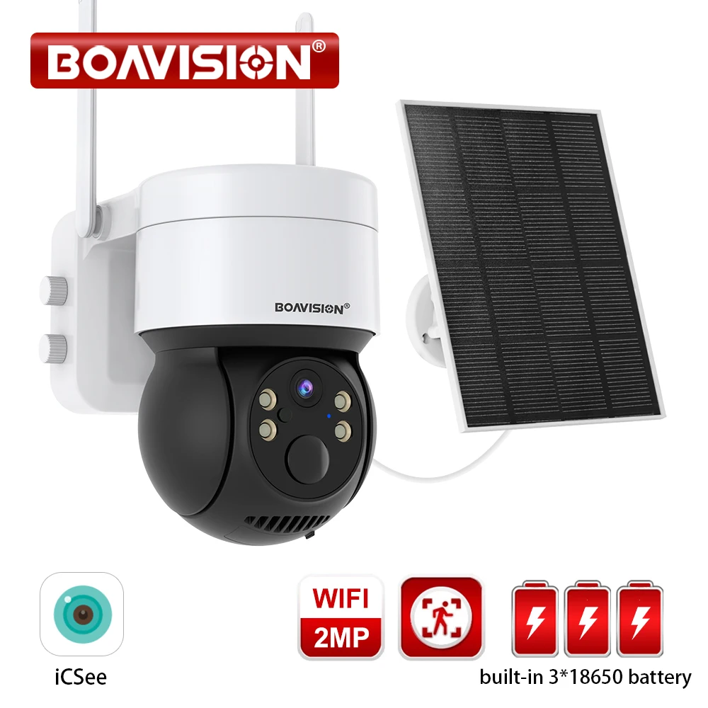 Solar Panel Wifi Camera HD 2MP Outdoor PTZ With Rechargeable Battery ...