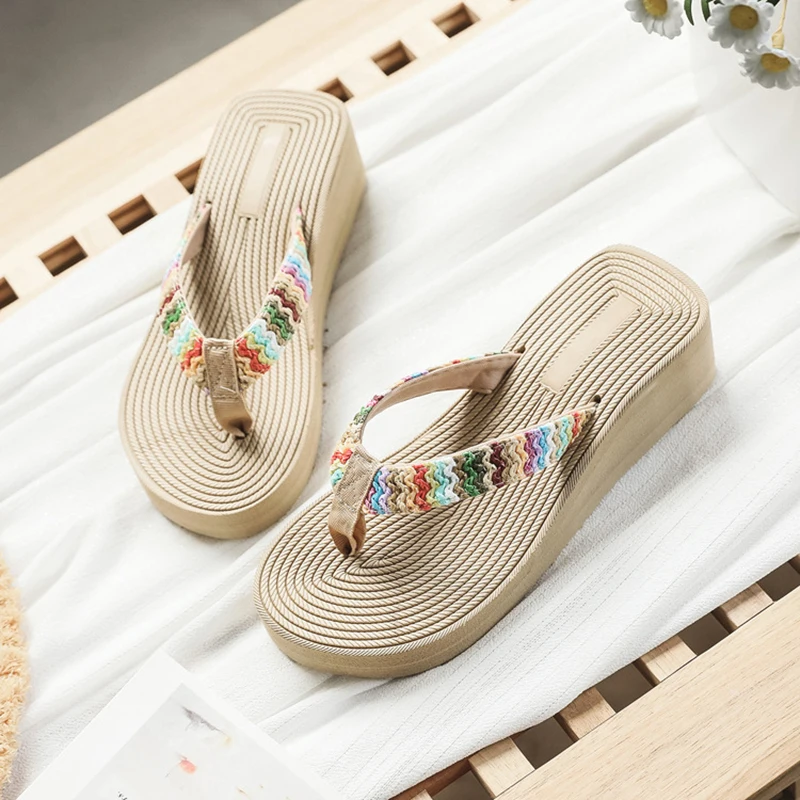 Imitation-Straw-Flip-flops-For-Women-s-Summer-Fashion-Outerwear-Wedge ...
