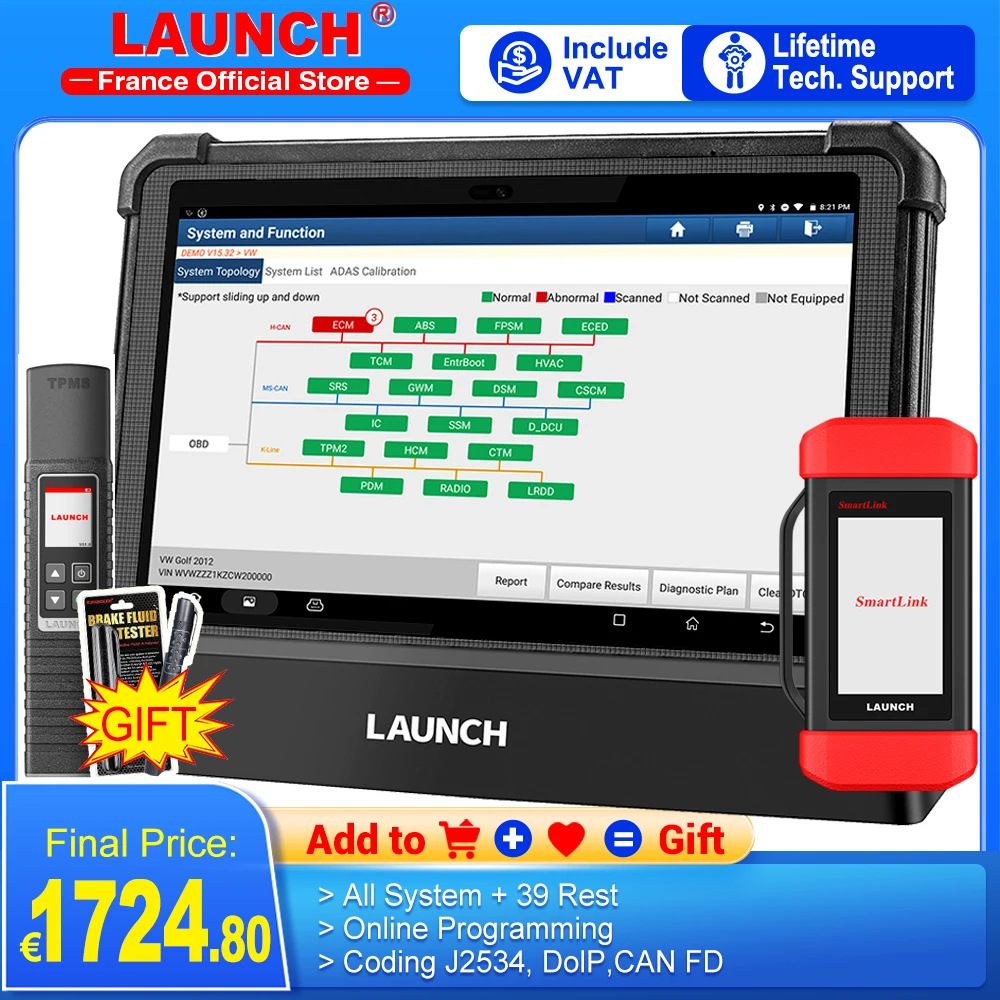 Launch X431 Pad V 10.1' Car Diagnostic Tools Auto Obd2 Obd Scanner Online Programming /coding ...