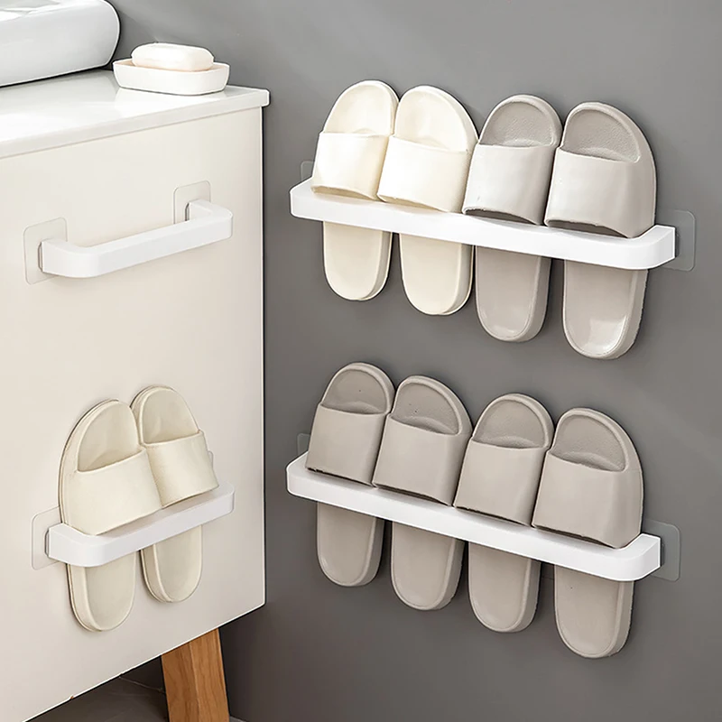 Bathroom-Slipper-Shelf-Punch-Free-Wall-Mounted-Shoes-Hanger-Rack-Towel ...