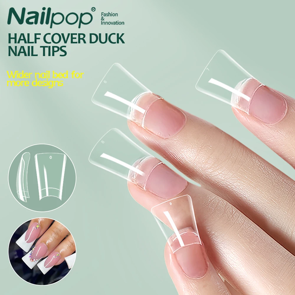 Nailpop-Duck-Shape-Nail-Tips-120PCS-Half-Cover-Short-Acrylic ...