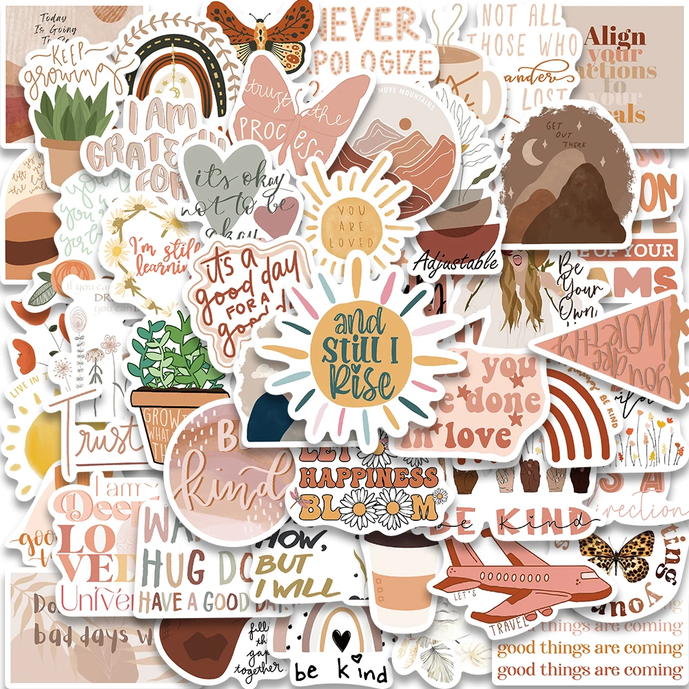 10-50PCS-Vintage-Art-Bohemia-Inspirational-Stickers-Boho-Cartoon-Decals ...