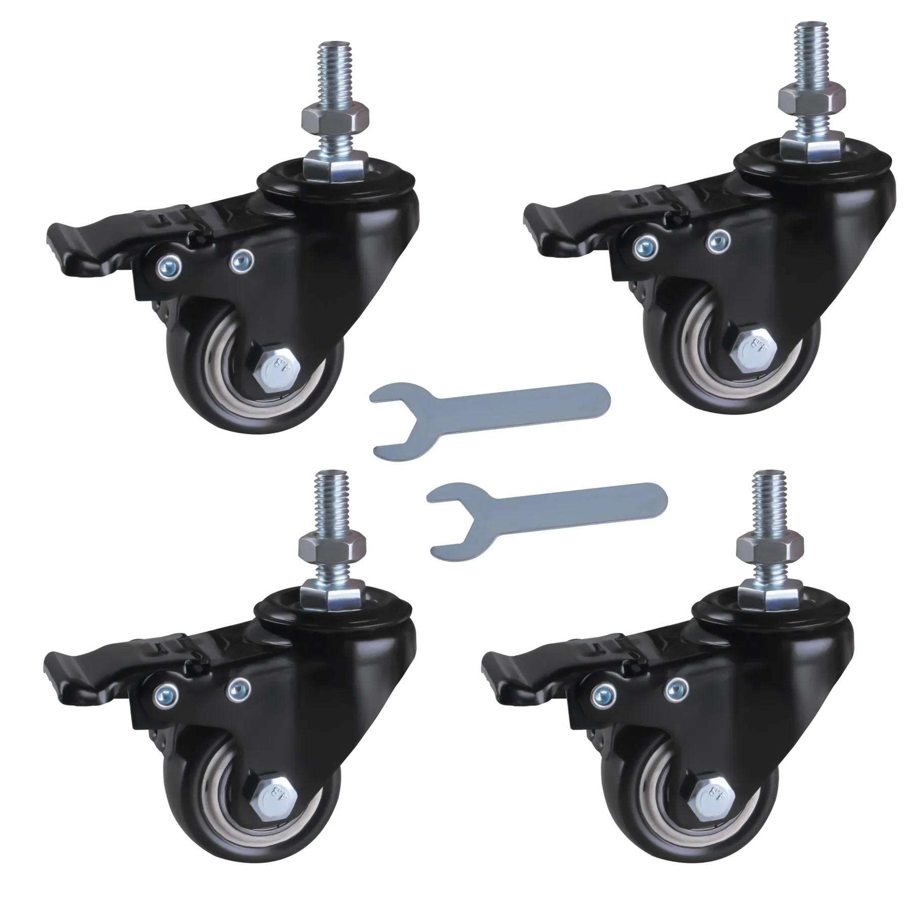 4PCS Heavy Duty Castor Wheels 50mm Swivel Caster Wheels M10 Threaded ...