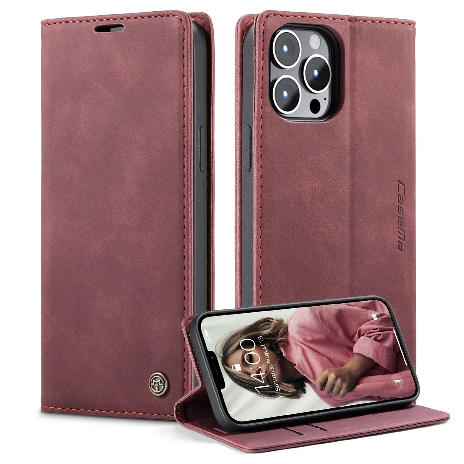 Business-Clamshell-Leather-Wallet-Phone-Case-For-iPhone-15-14-Plus-13 ...