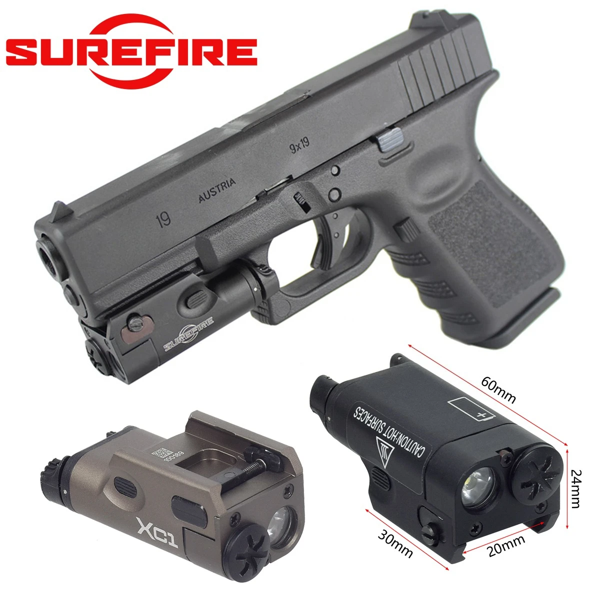 SureFire XC1 Metal Tactical Flashlight LED Light For Glock 17 18 19 ...
