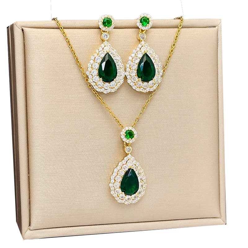 316L-Stainless-Steel-Chain-Emerald-Love-Star-Sky-Gem-Pendant-Necklace ...