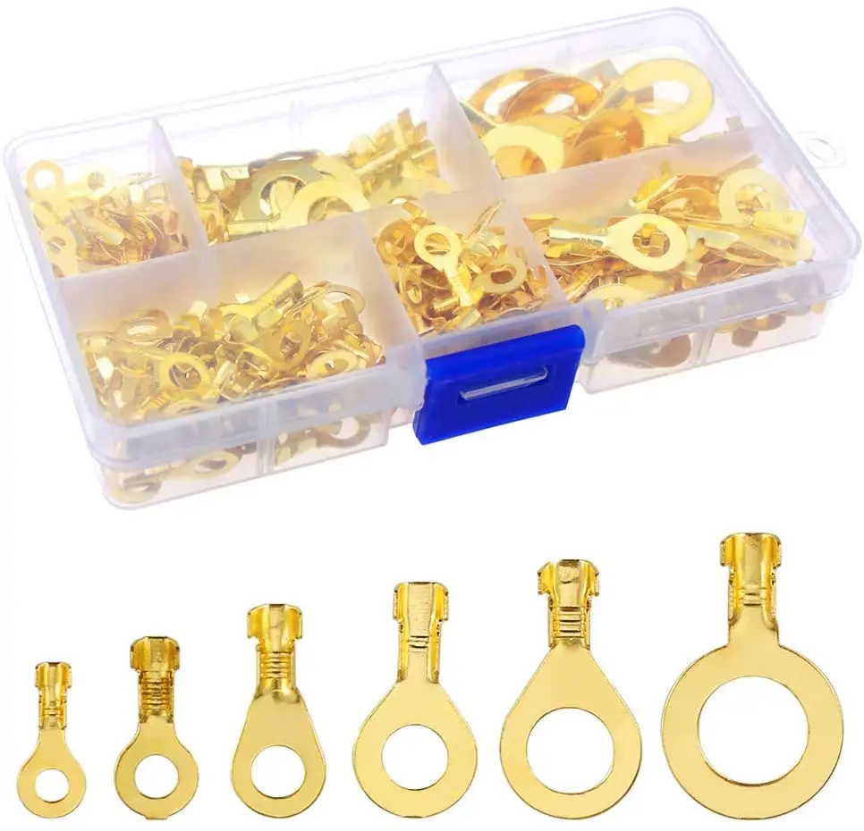 540PCS M3/M4/M5/M6/M8/M10 Ring Lugs Eyes Copper Crimp Terminals Cable ...