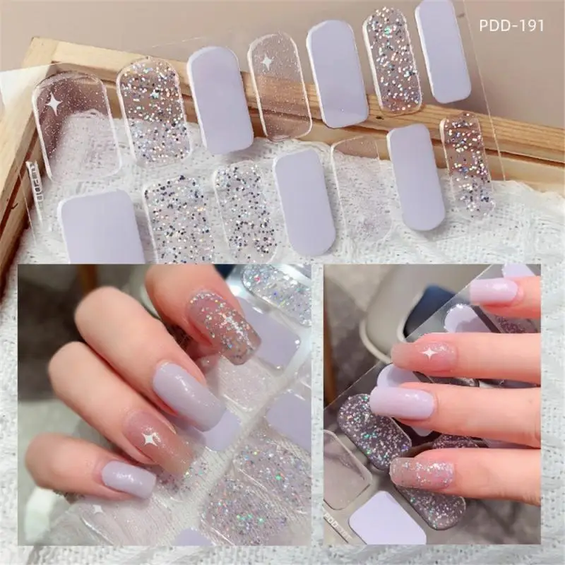 DIY Gel Nail Stickers Cured-free Long-Lasting Solid Color Nail Strips ...
