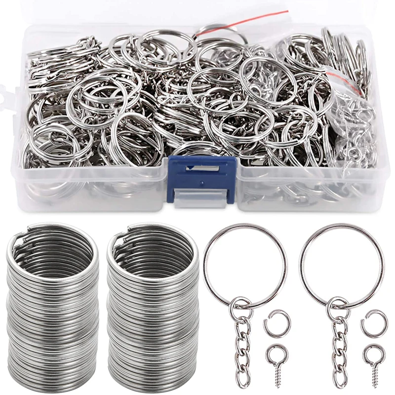 50pcs-Metal-Keychains-with-Split-Ring-Link-Chains-Car-Key-Rings-Keyfob ...