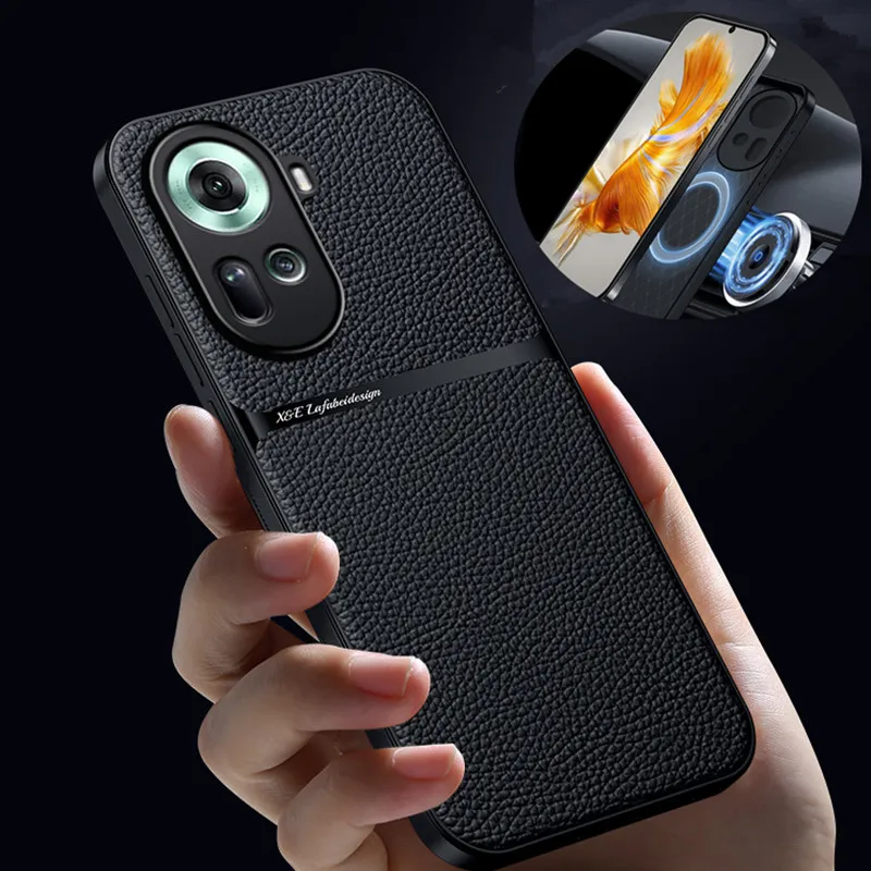For-OPPO-Reno-11-5G-CPH2599-Case-Luxury-Magnetic-Leather-Back-Cover-for ...
