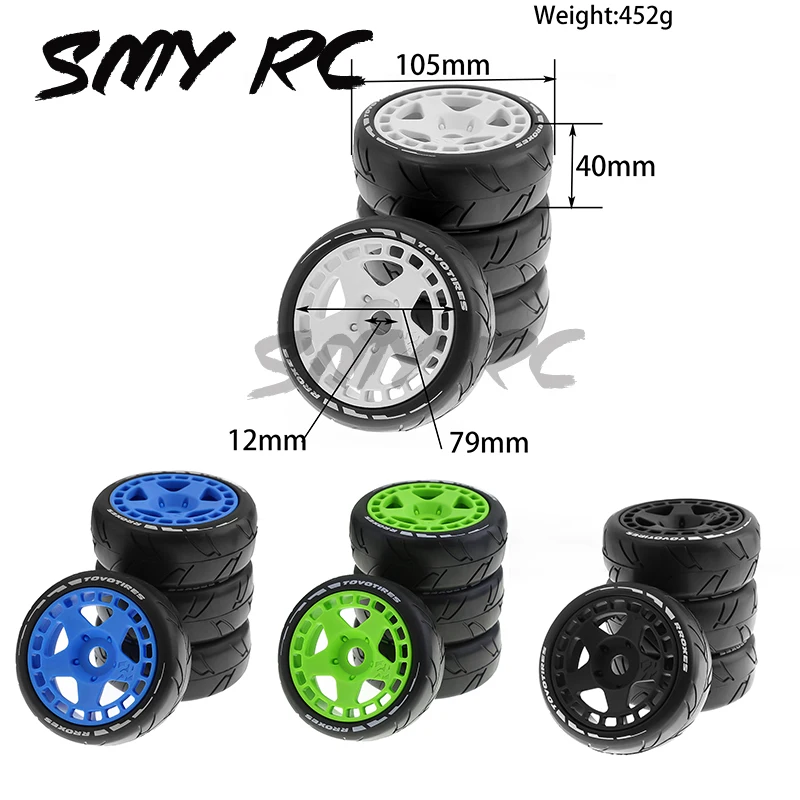 1Set-105mm-Rubber-Tire-Plastic-Wheel-With-17mm-Adapter-For-1-8-On-Road ...