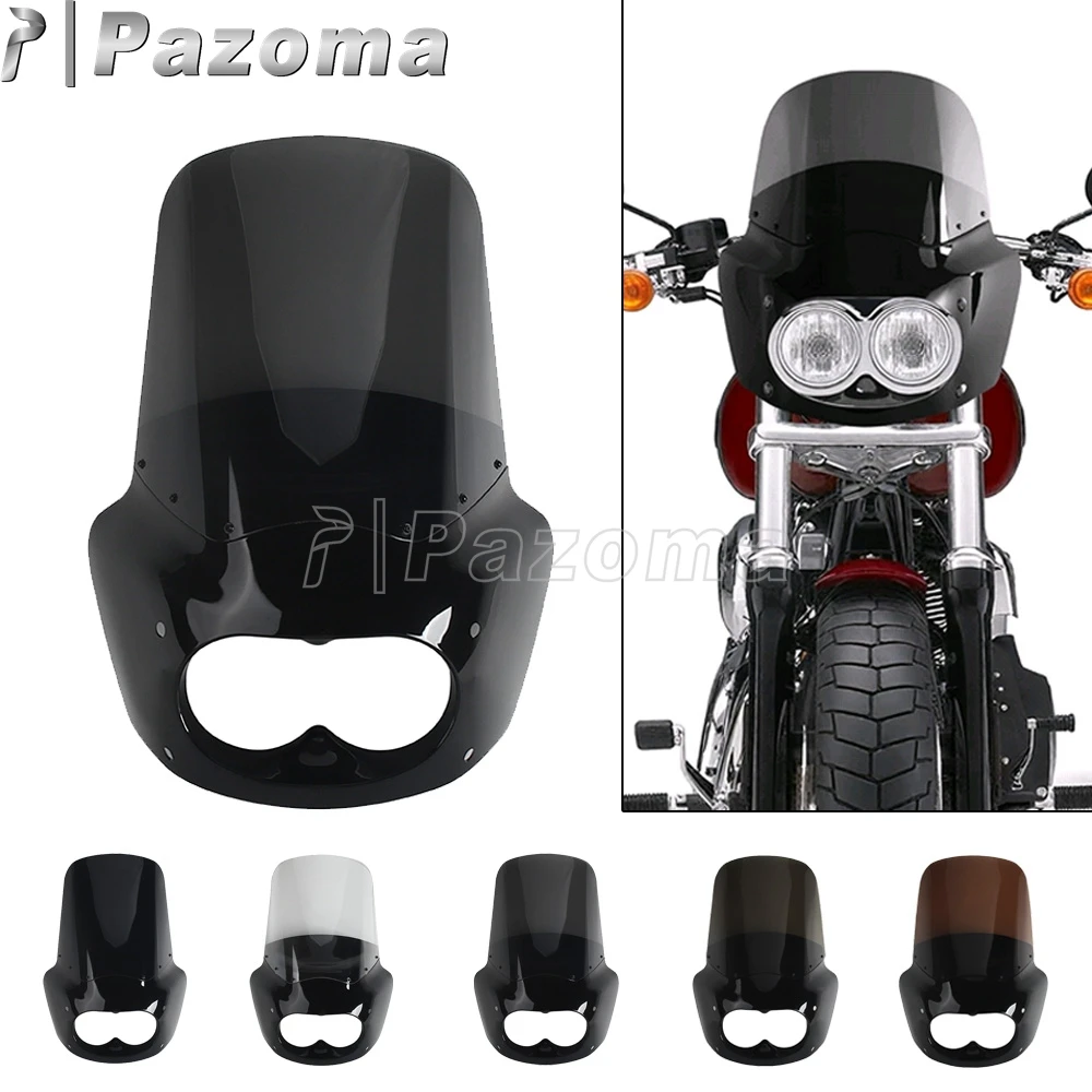 Dual Headlight Fairing Wind Screen Deflector Fairing Cover For Harley ...