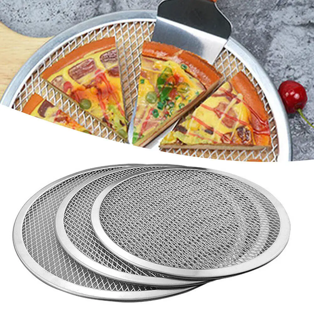 6-14-Aluminum-Alloy-Mesh-Non-stick-Pizza-Screen-Baking-Tray-Thin-Crust ...