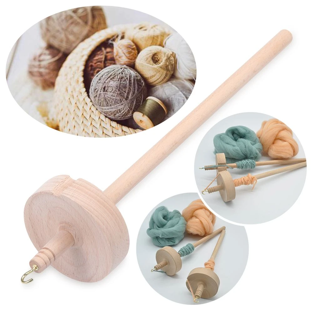 Solid Wooden Whorl Yarn Spin Drop Spindle Top Handmade Wool Storage ...