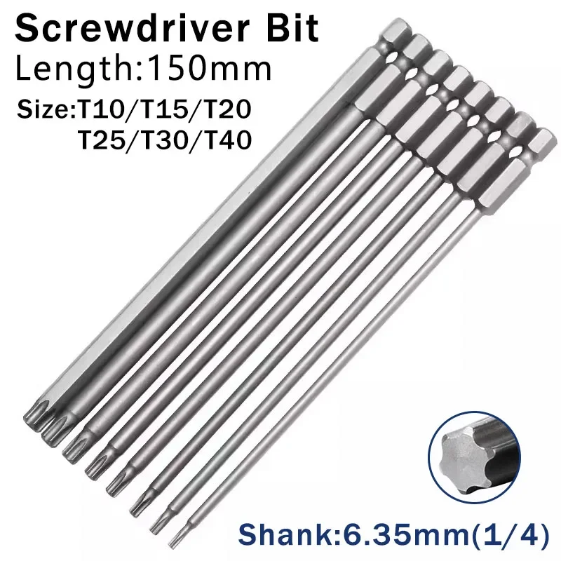 6-10Pcs-150mm-Long-Magnetic-Torx-Screwdriver-Bits-Set-Electric ...