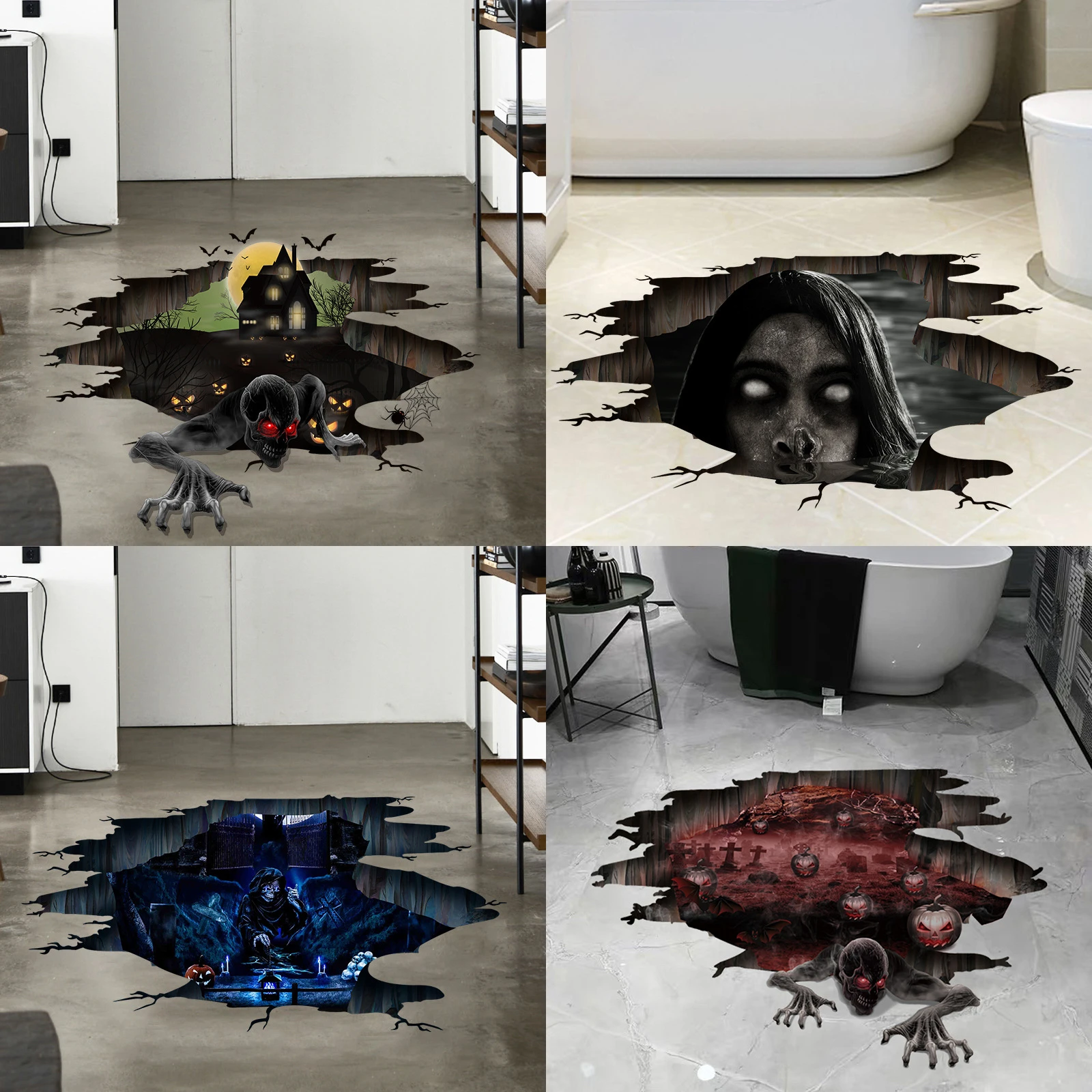 Floor Stickers Halloween | Skulls Wall Stickers | Scary Floor Stickers ...