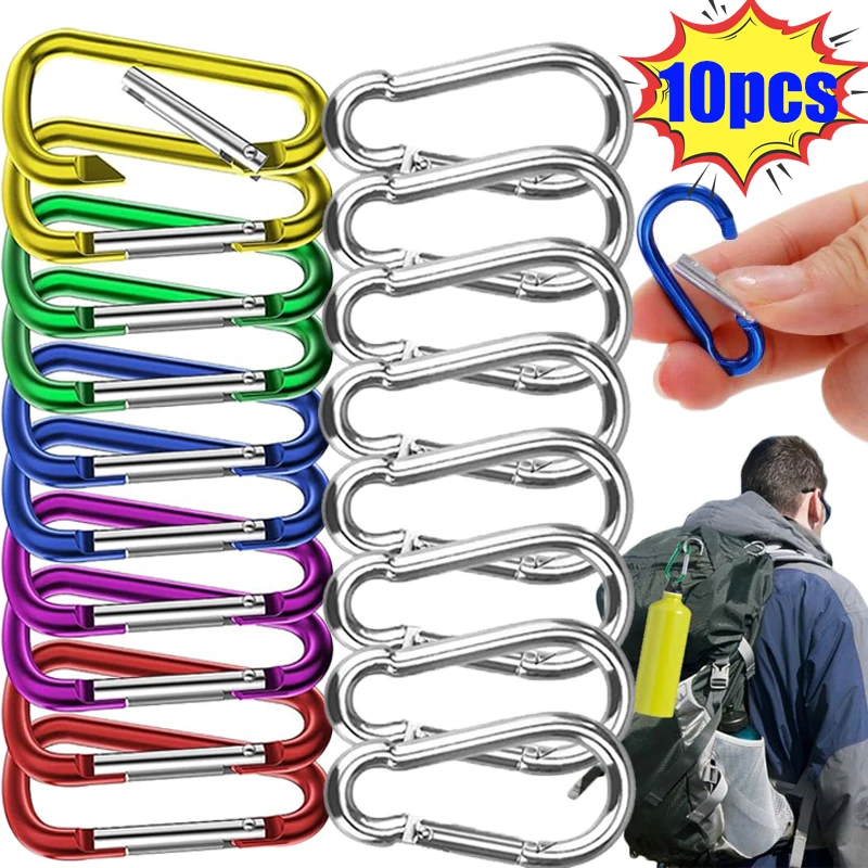Mini-Carabiner-Keychain-Stainless-Steel-D-ring-Buckle-Spring-Snap-Clip ...